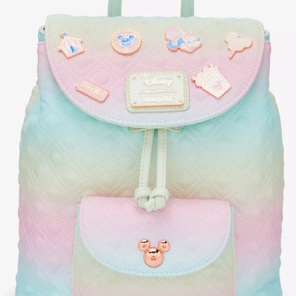Loungefly | Bags | Loungefly Pastel Quilted Backpack With Disney Pins ...